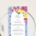 Blue Tiles Greece Menu Bougainvillea Digital Invitation, Italian Lemon ...