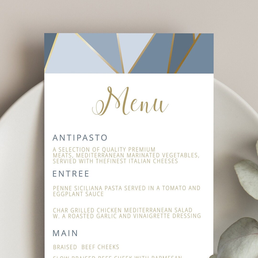 Blue Baptism Menu, Dusty Blue Christening Menu, Religious Menu for ...