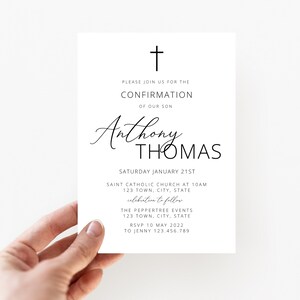 Confirmation Invitation Template for Boy, Modern Confirmation Invite ...