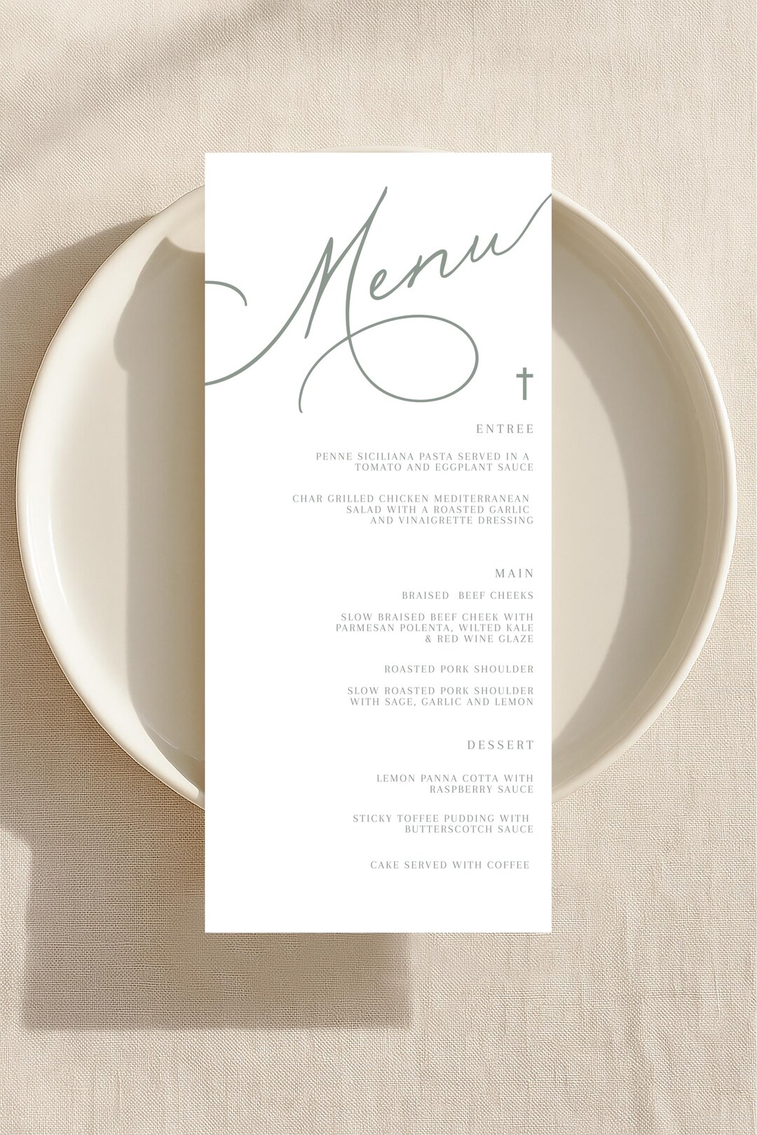 Green Baptism Menu Template, Christening Dinner Menu, Editable ...