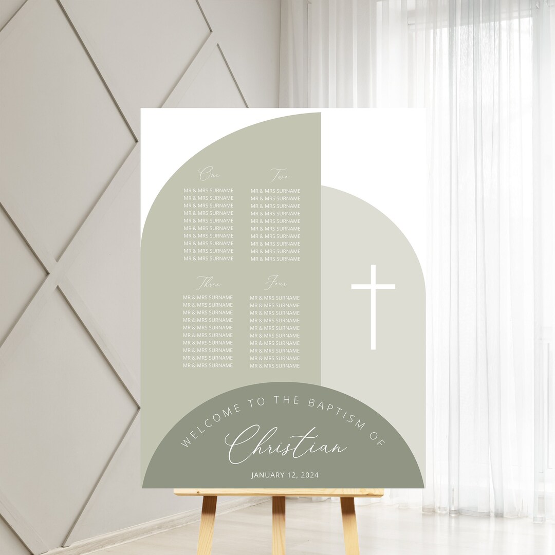 Green Baptism Welcome Sign Poster, Green Christening Welcome Sign ...
