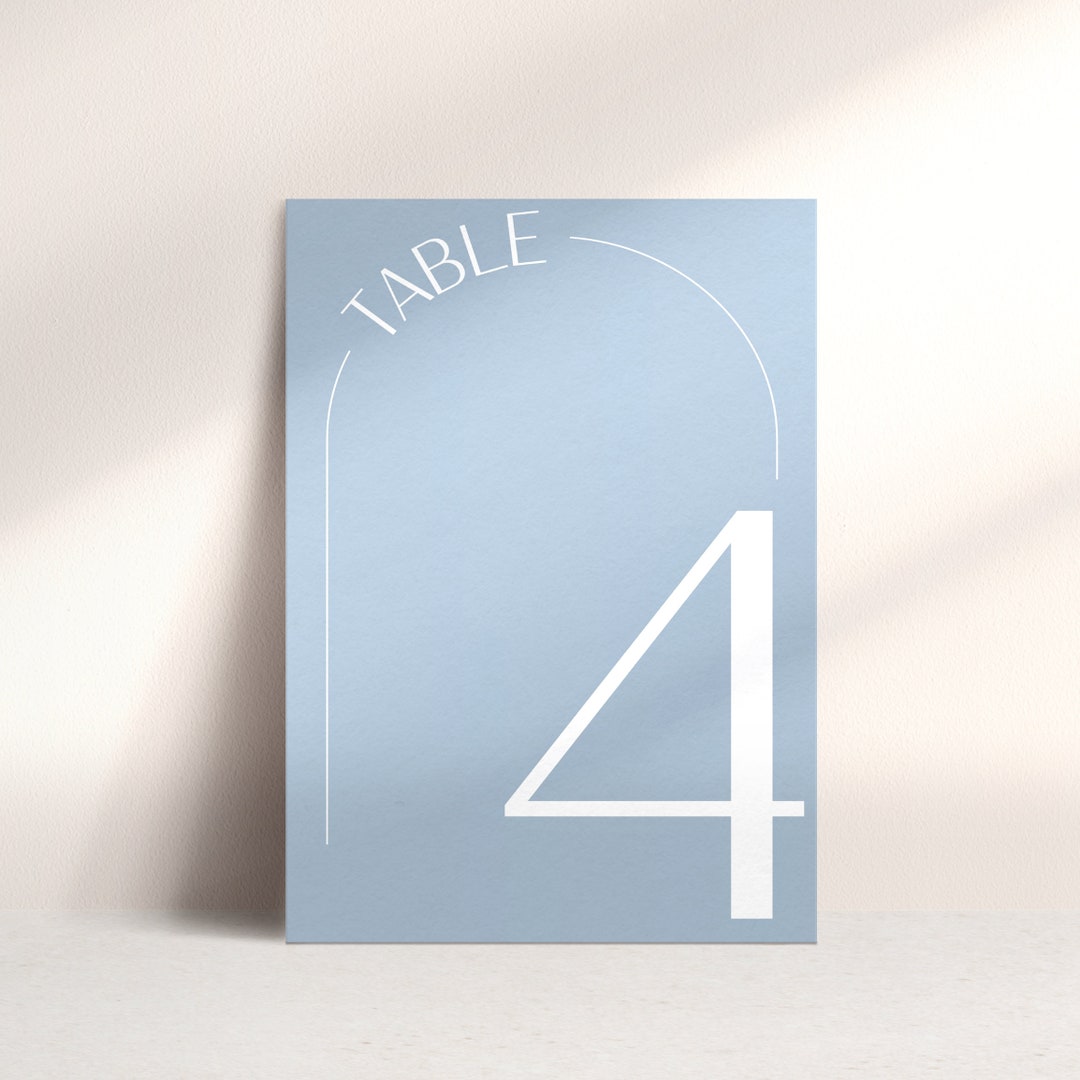 Dusty Blue Modern Table Number Template Minimalist Printable - Etsy