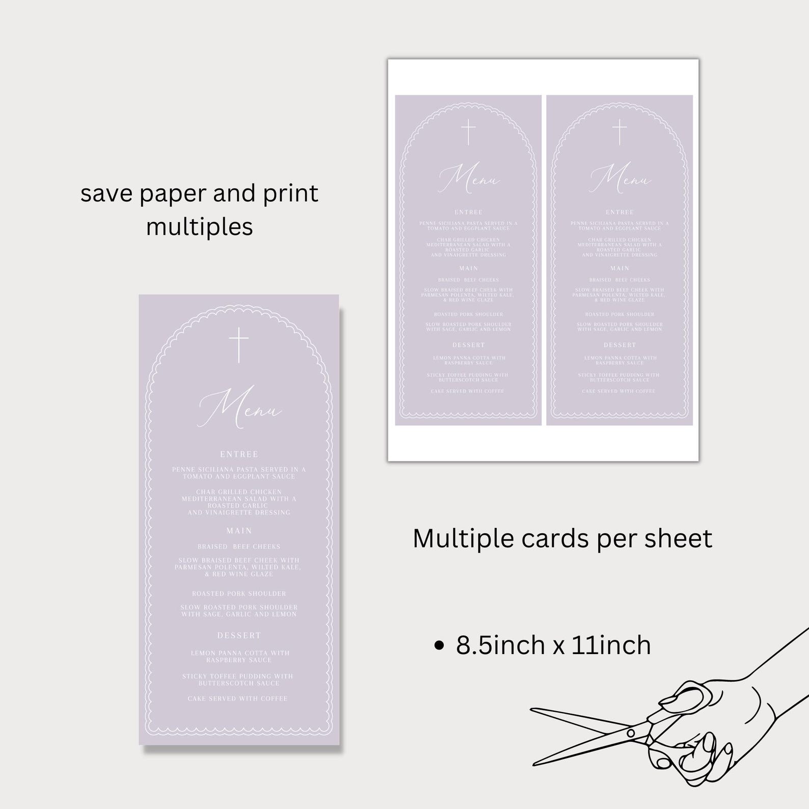 Lilac Baptism Menu, Purple Christening Menu, Religious Menu for Baptism ...