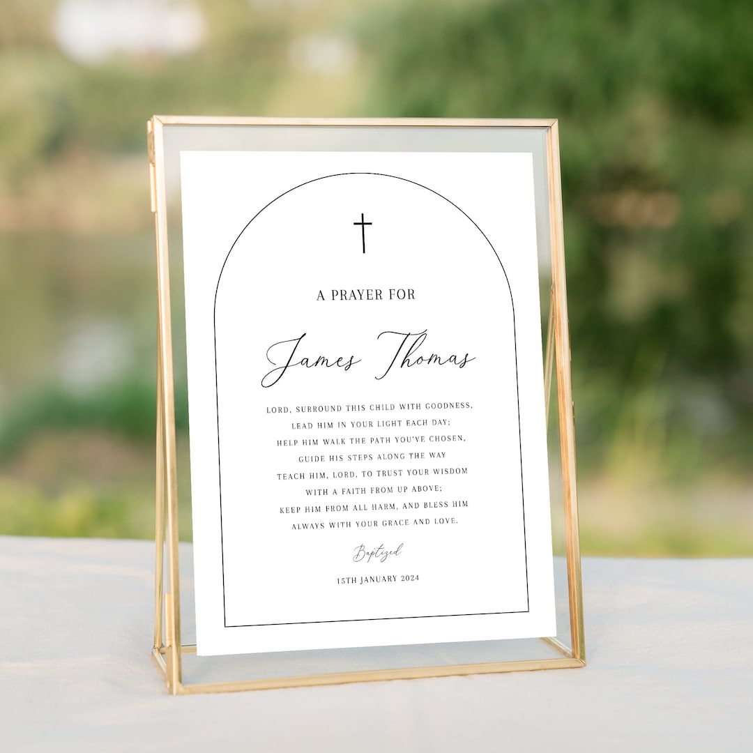 A Prayer for Child Baptism Sign, Modern Baptism Prayer Sign, Catholic ...