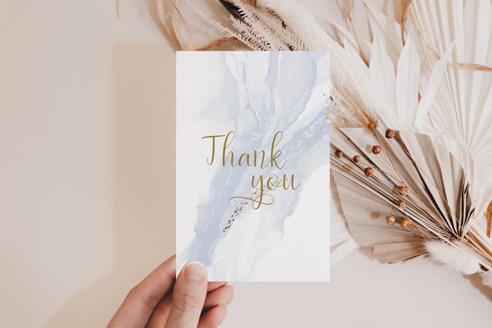 Thank You Note Card, Blue Thank You Card Template, Printable, Editable ...