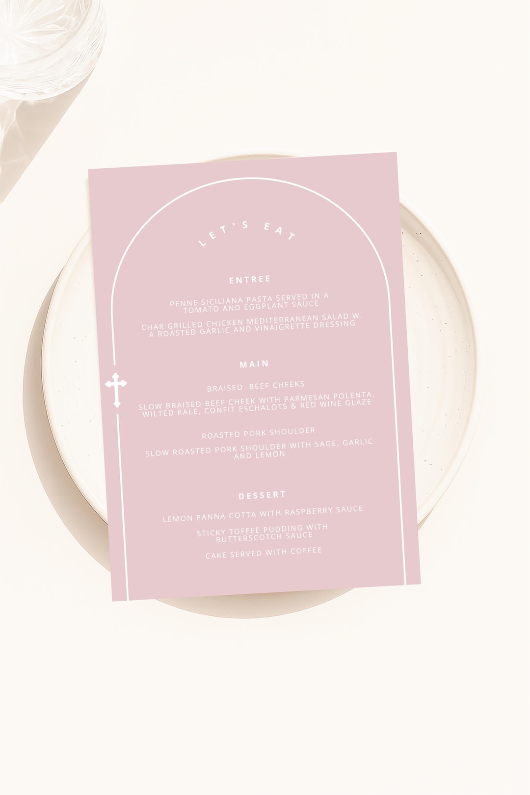 Pink Christening Menu, Dusty Pink Christening Menu, Religious Menu ...