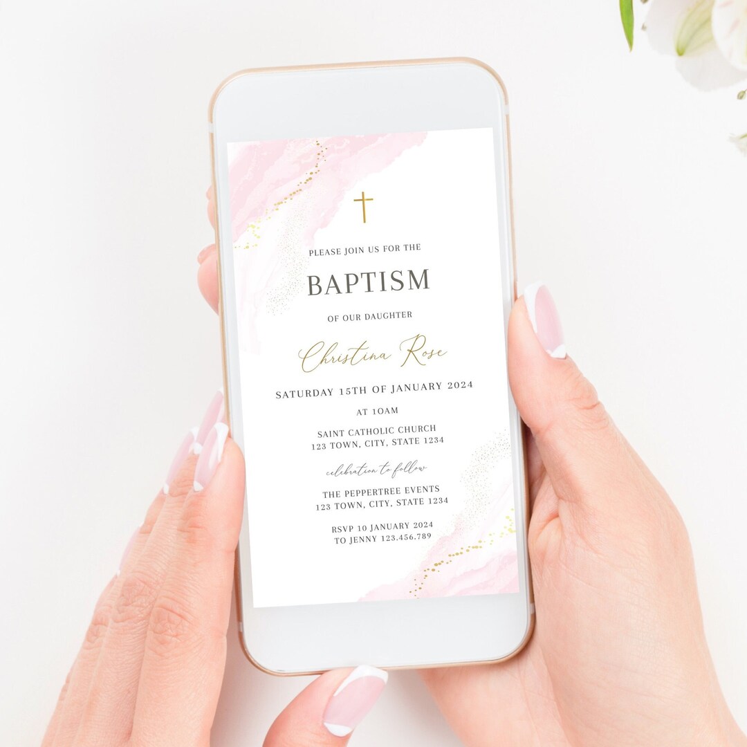 Digital Baptism Invitation Girl, Girl Baptism Invitation, Girl ...