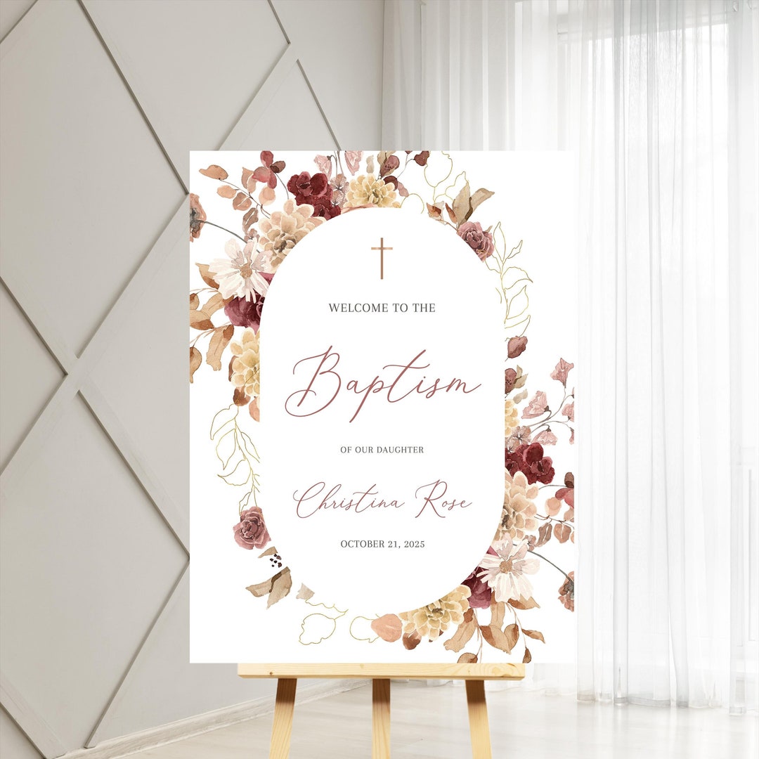Fall Baptism Welcome Sign Template, Girl Baptism Welcome Sign, Baptism ...