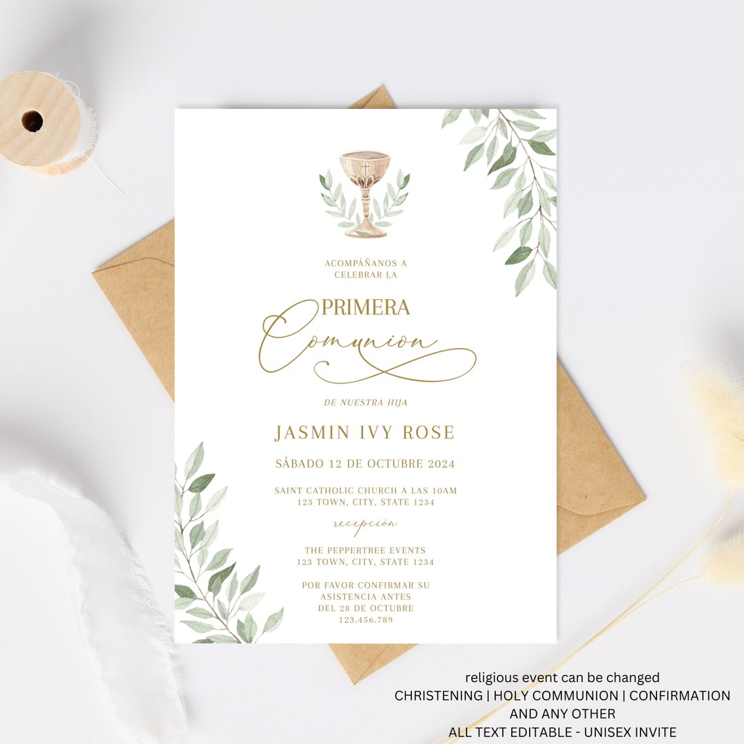 Invitacion a La PRIMERA COMUNION, Primera Comunion Invitation in ...
