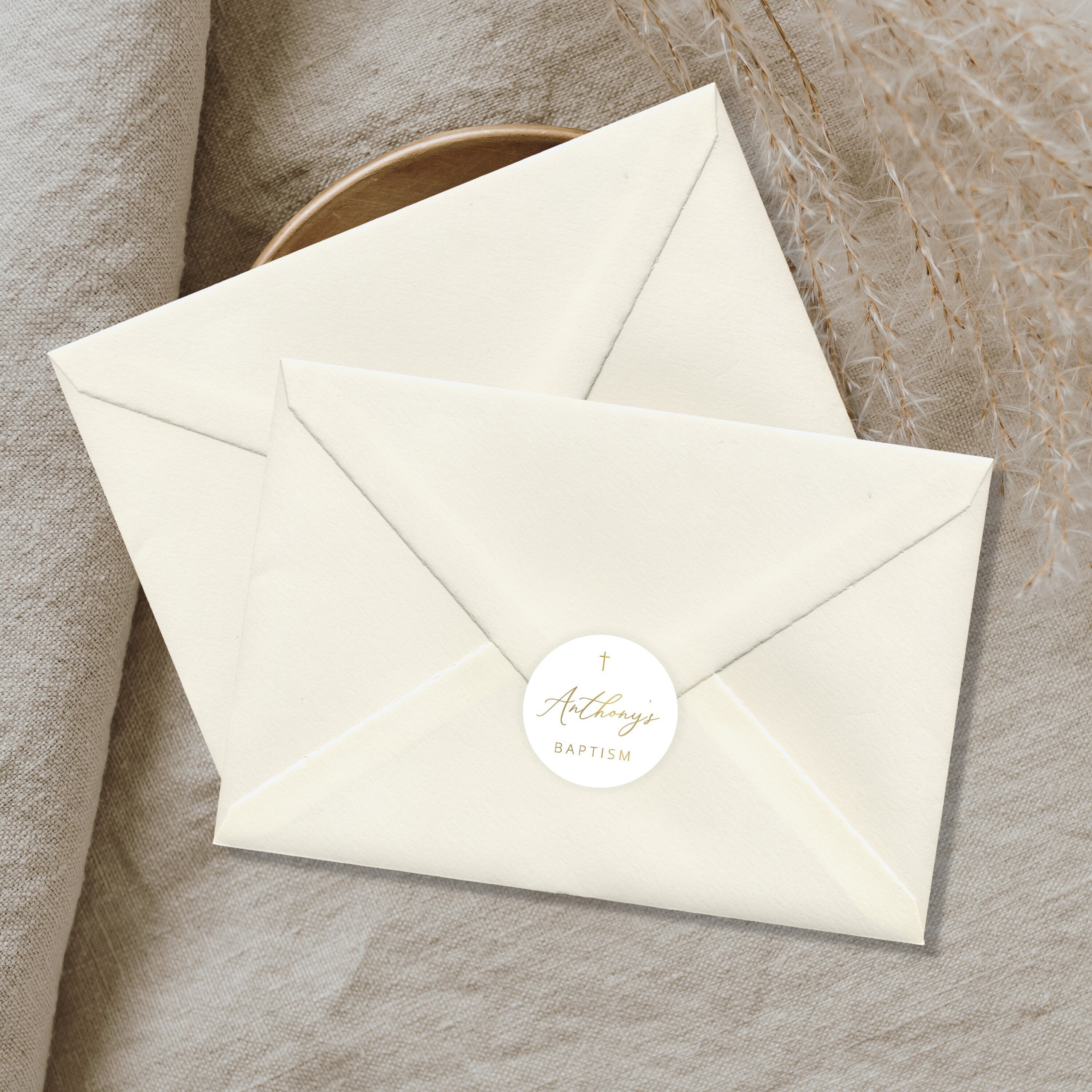 Gold Baptism Sticker Template Modern Thank You Tag Gold - Etsy