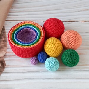 Bowls and Balls Crochet Pattern (ENG), Color Sorting Toy, Montessori ...