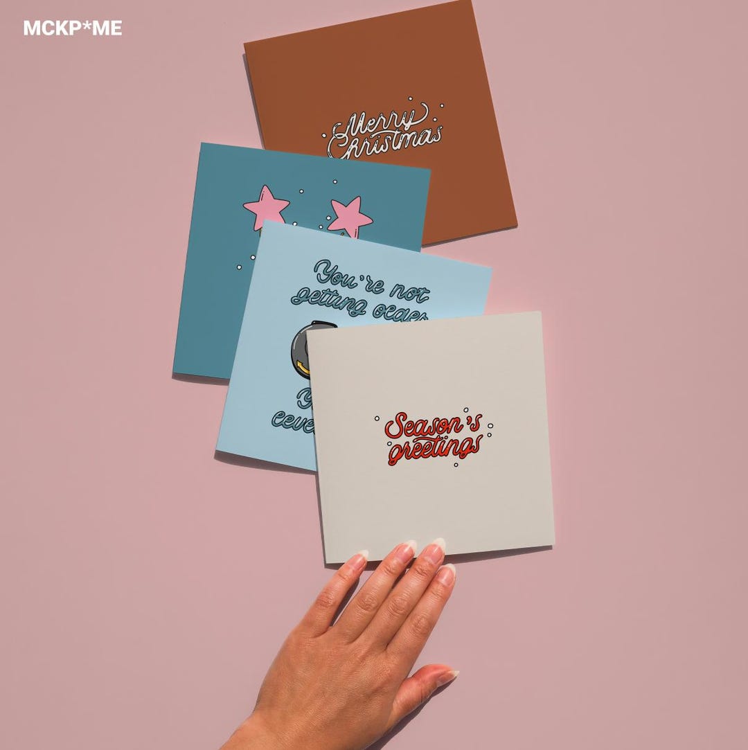 1x1 Square Greeting Cards Mockup, Instagram Card Mockup, Aesthetic Card ...