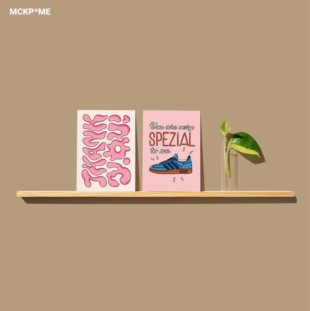 A5/a6/b6/5x7 Two Greeting Cards Standing on a Shelf Mockup, Display ...