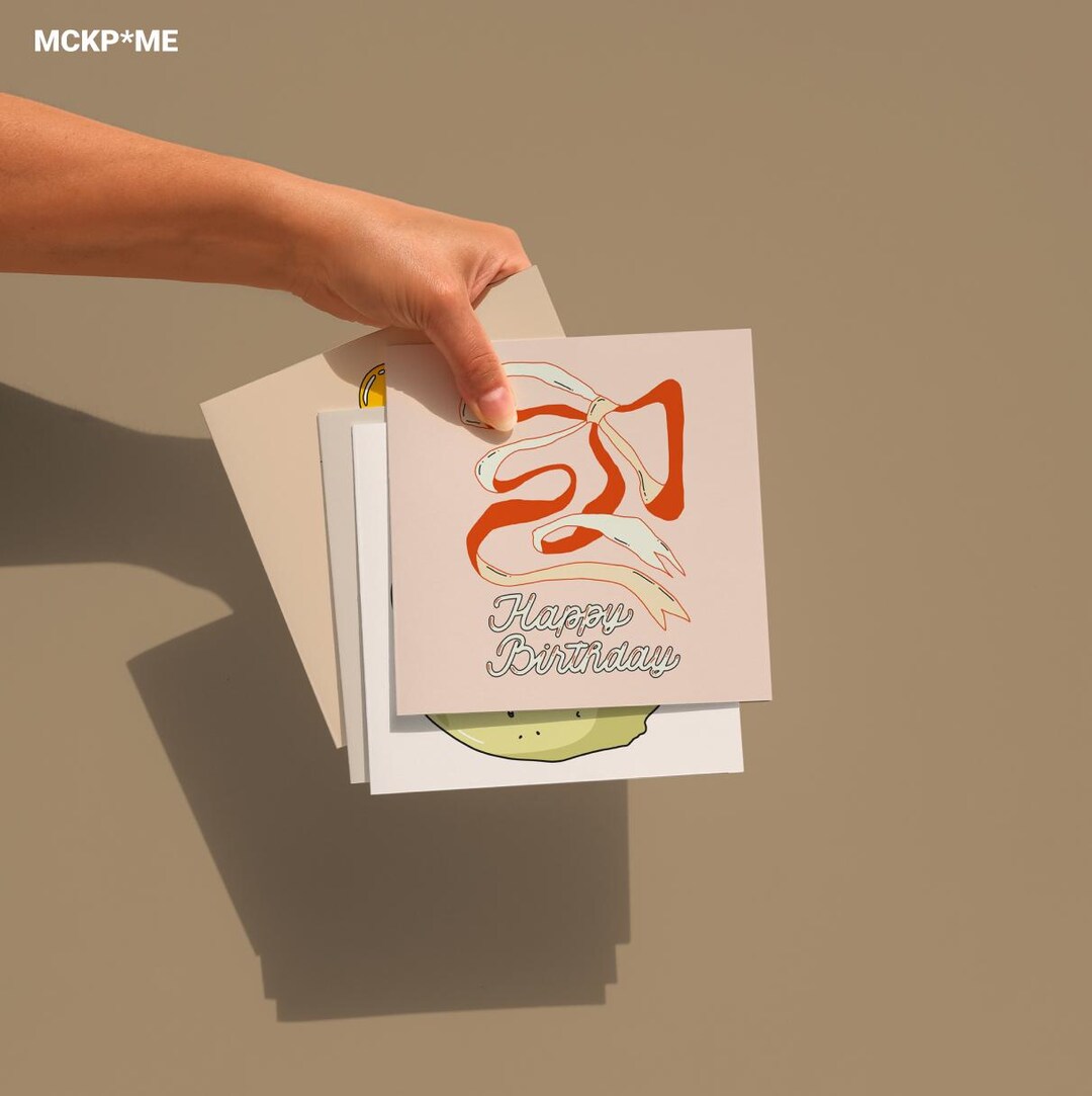 1x1 Three Square Cards in Hand Mockup, Hand Holding Square Cards Mockup ...