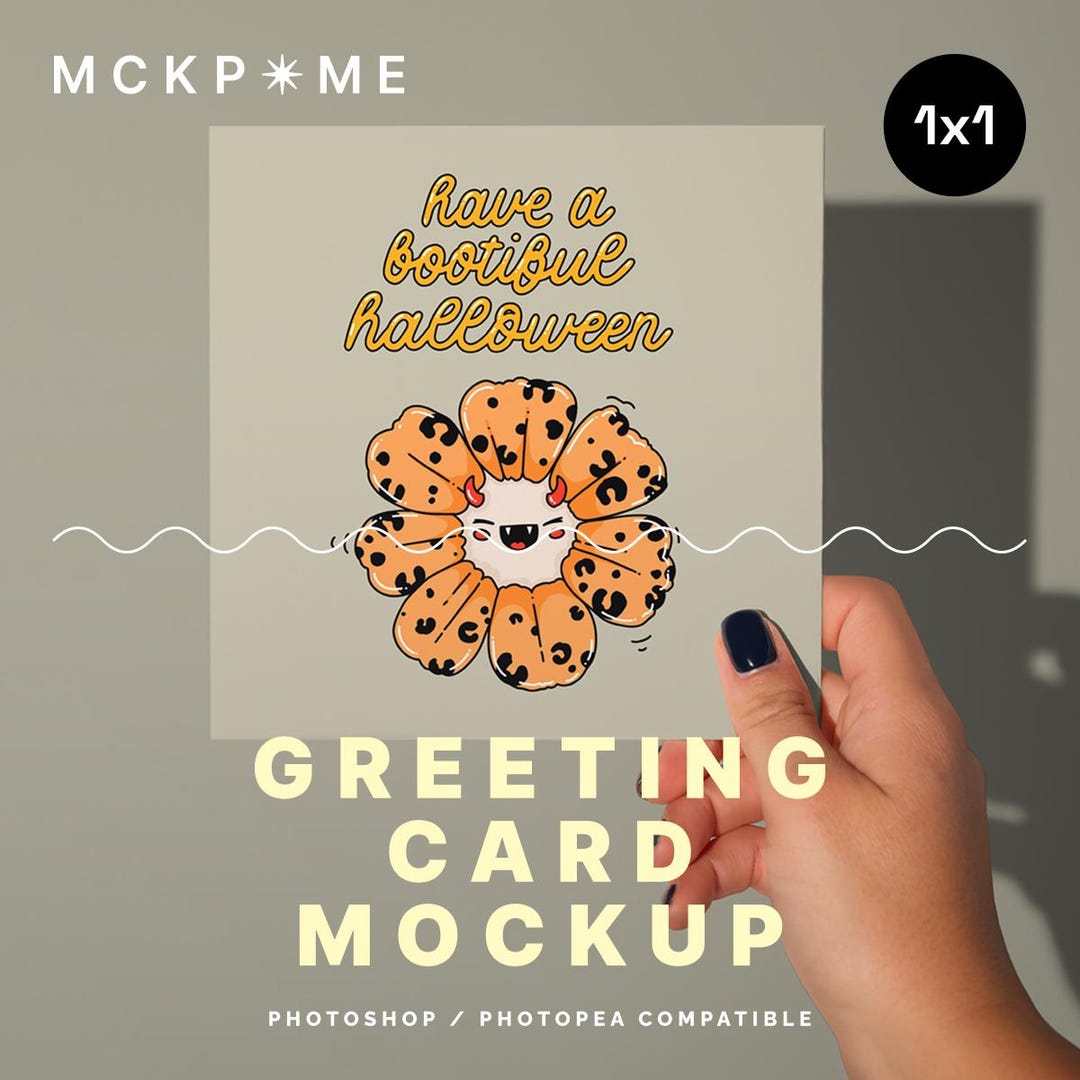 1x1 Square Greeting Card in a Hand Mockup, Single Postcard Mockup ...
