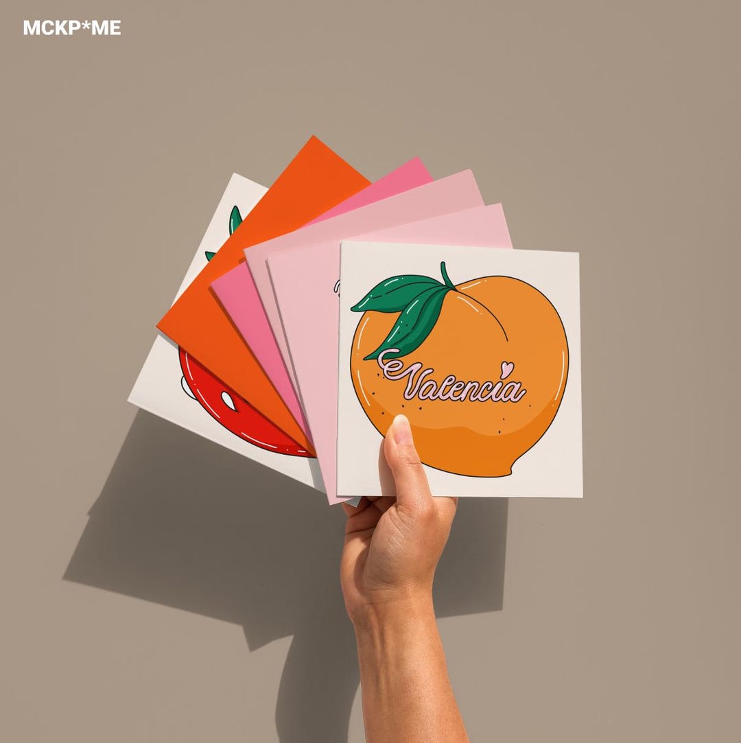 1x1 Square Greeting Cards in Hand Mockup, Hand Holding Many Square ...