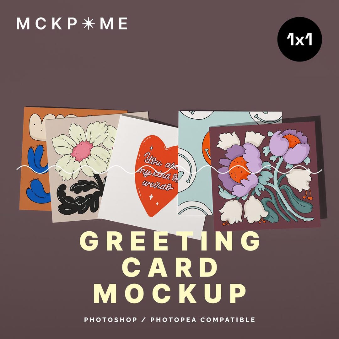 Square 1x1 Greeting Card Display Mockup - Etsy