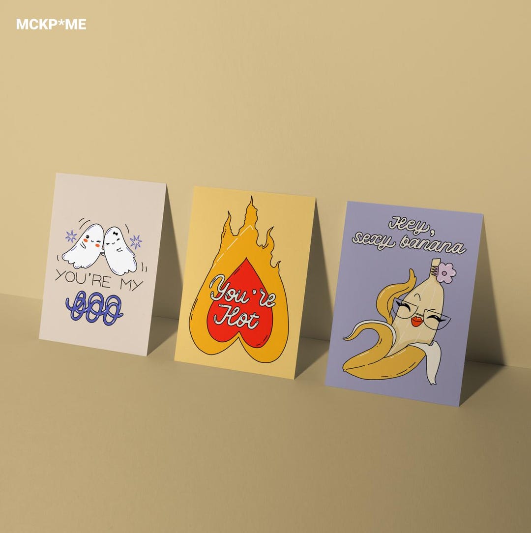 A5/a6/b6/5x7 Three Greeting Cards Standing Mockup - Etsy