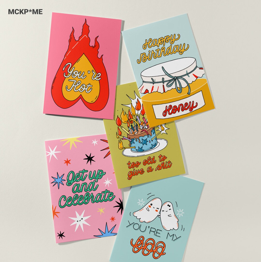 A6/B6/A5 Five Greeting Cards Mockup - Etsy UK