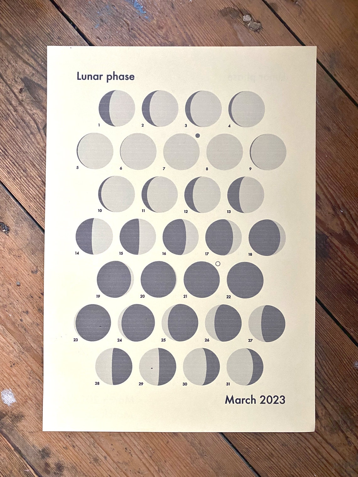 March 2023 Lunar Phase Calendar Printable - Etsy
