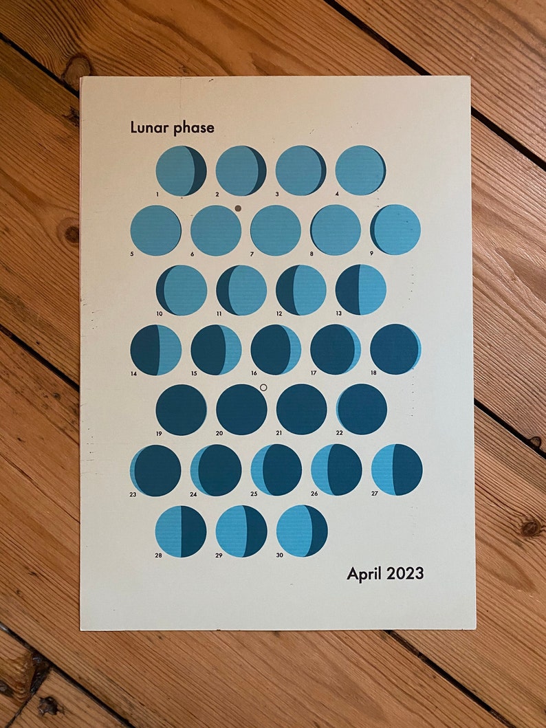 April 2023 Lunar Phase Calendar - Etsy