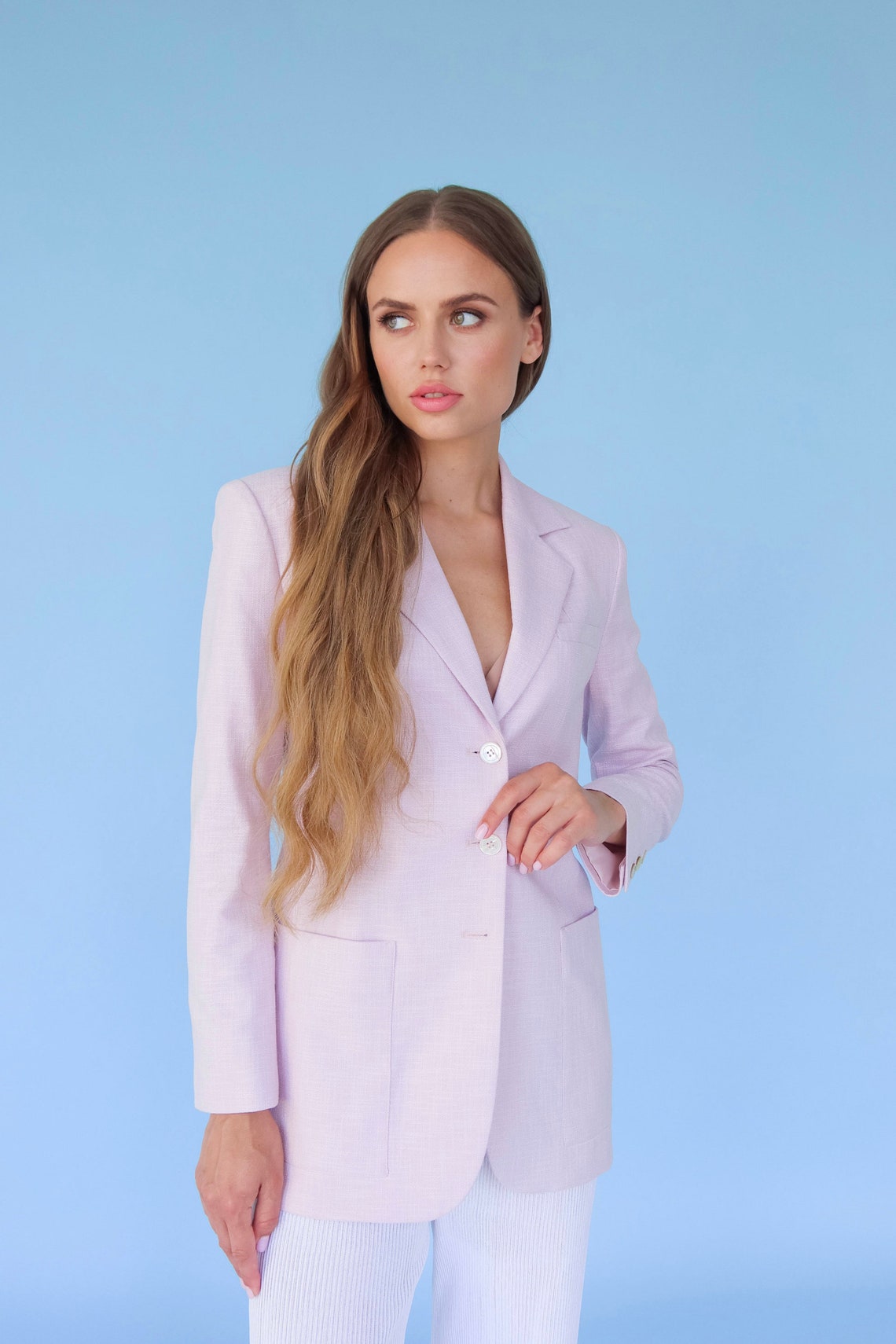 Light Pink Linen Jacket With Mother of Pearl Buttons - Etsy
