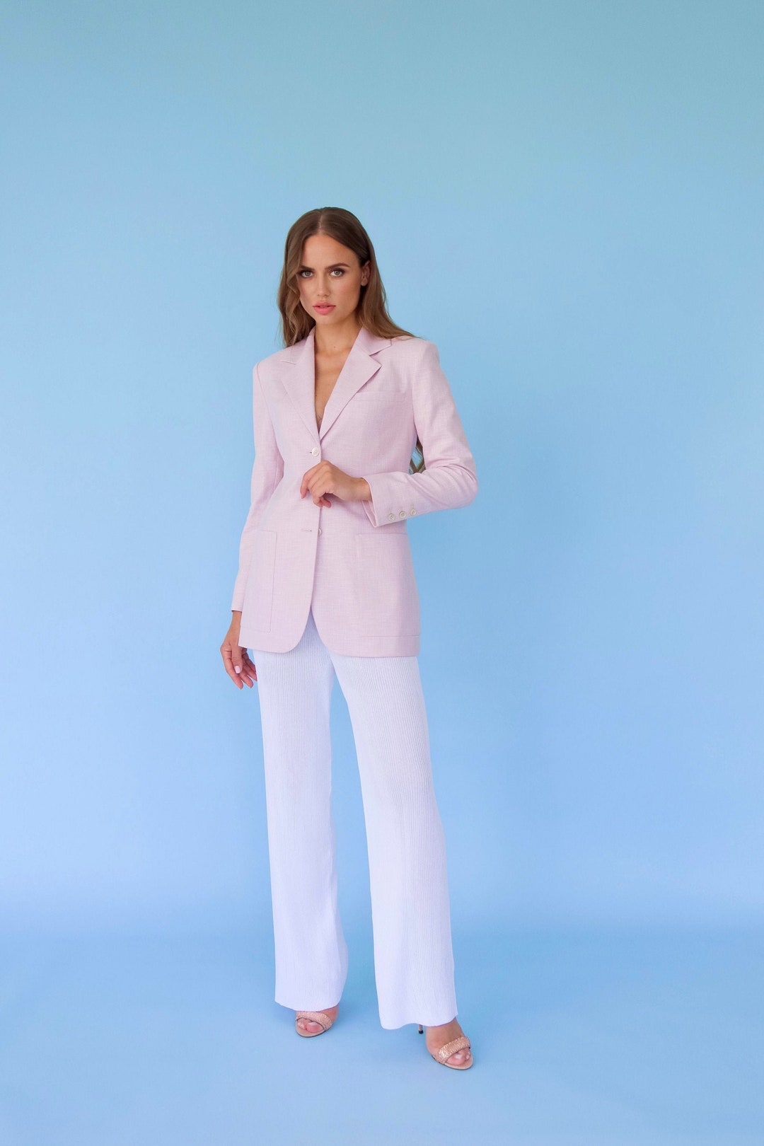 Light Pink Linen Jacket With Mother of Pearl Buttons - Etsy