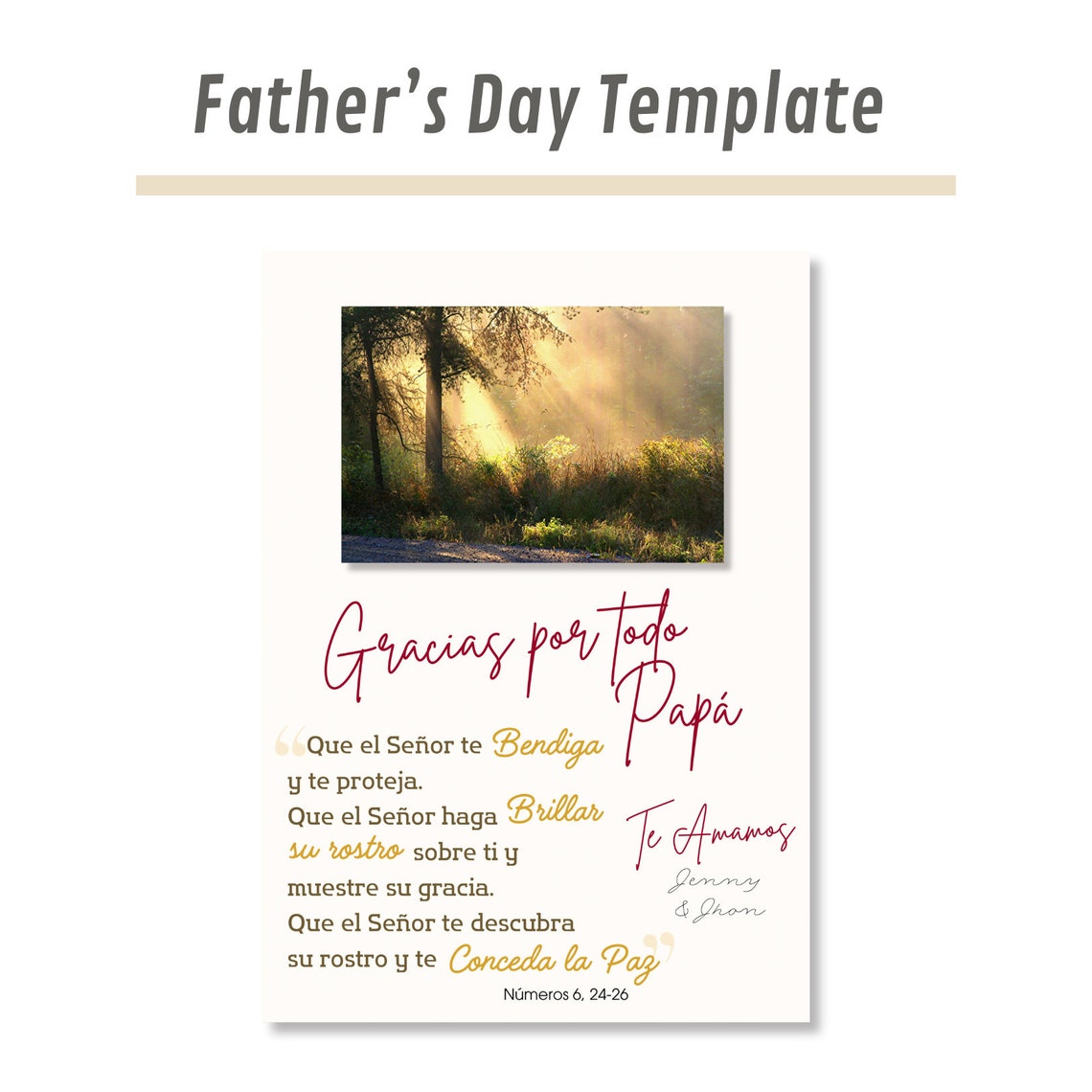 EDITABLE, Father's Day Card, Spanish Template, Digital Download ...