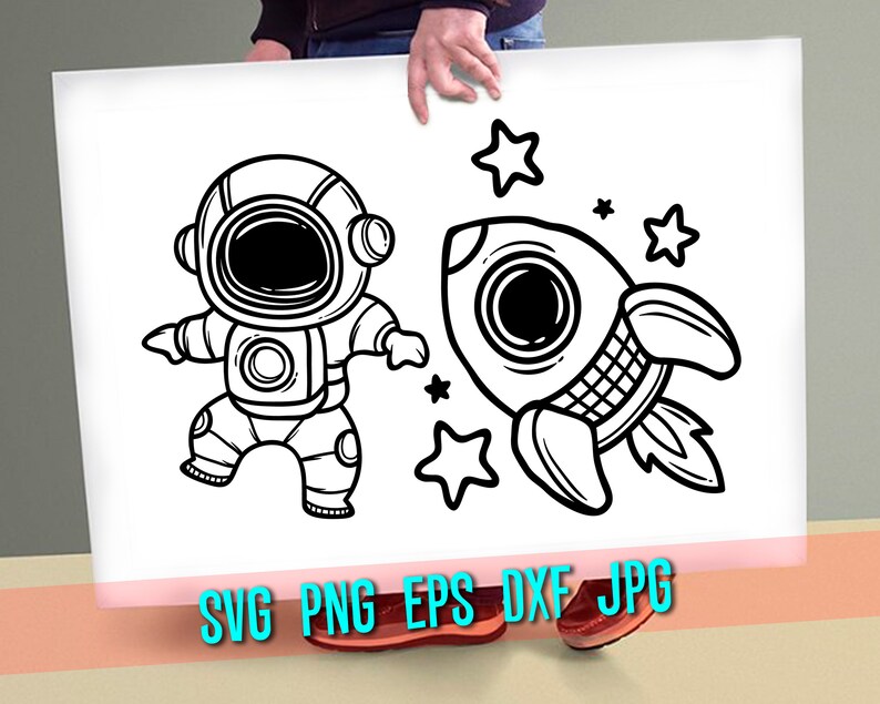 Space Svg Astronaut Svg Cute Rocket Art Svg Silhouette Cut Files CW0206 ...