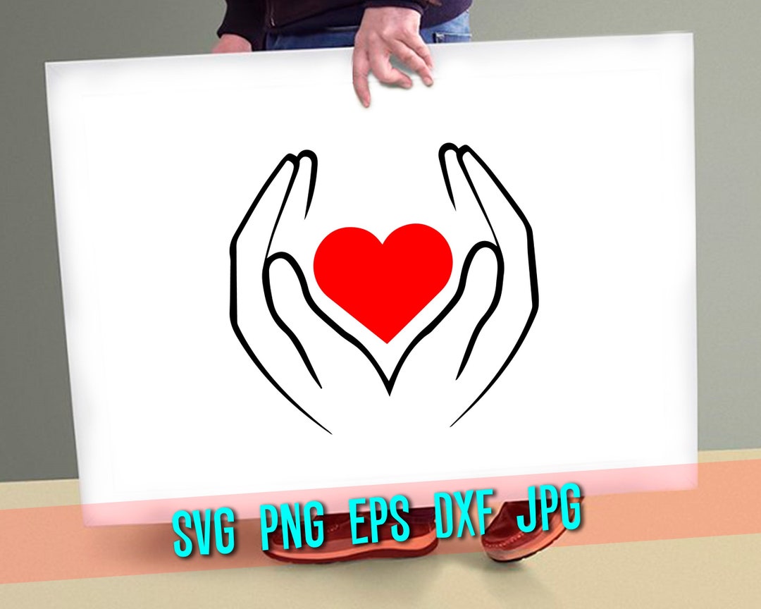 Red Heart Svg Love Hand Svg Heart Svg Hand Silhouette Cut Files CW0174 ...
