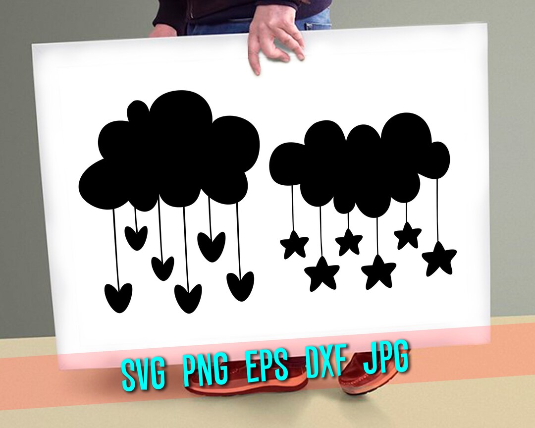 Clouds Svg Rain Svg Heart Svg Stars Svg Clouds Silhouette Cut Files ...