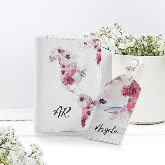 Floral World Map Document Organizer Travel Set Wallet Custom | Etsy