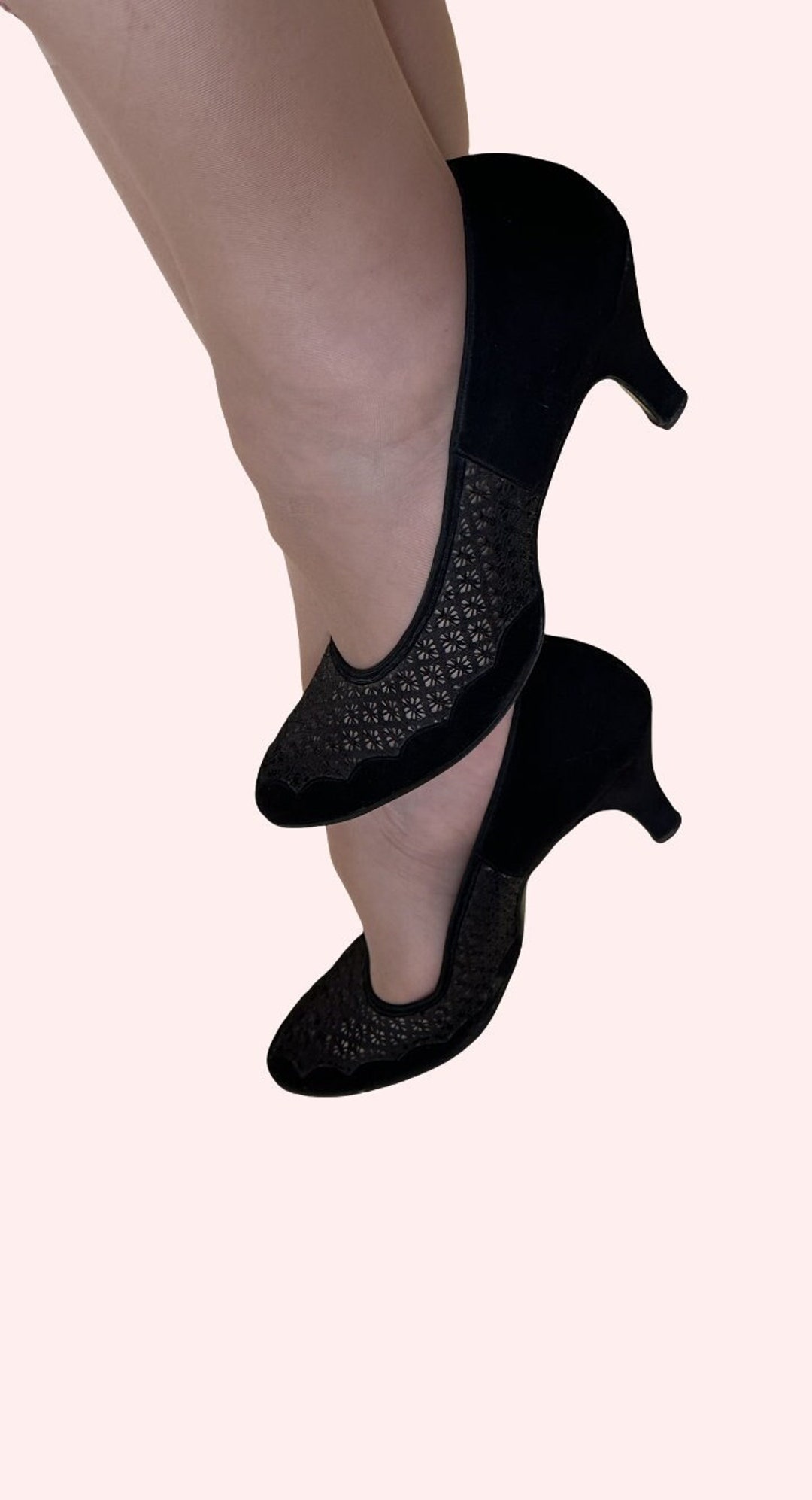 50s Pumps in Suede & Lace in a LARGER Size - Etsy