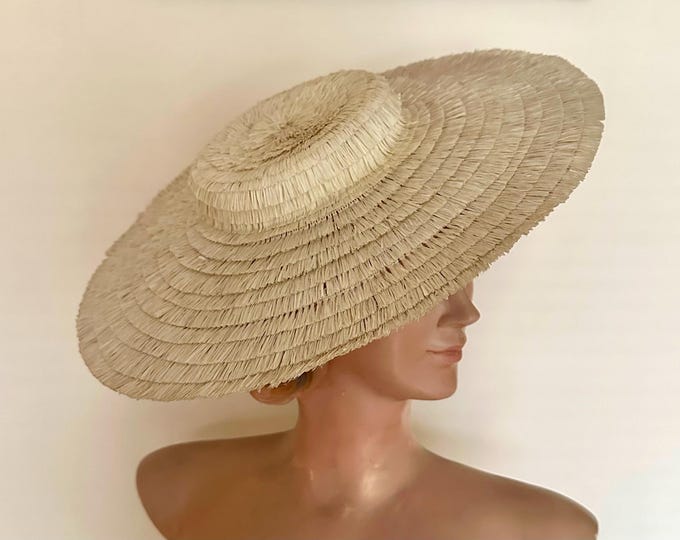 1950s Raffia Wicker Sun Hat. - Etsy