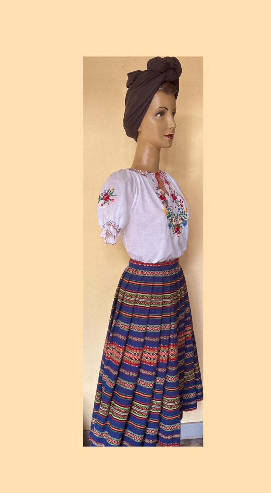 Mexican Aztec Peasant Wool Skirt. - Etsy