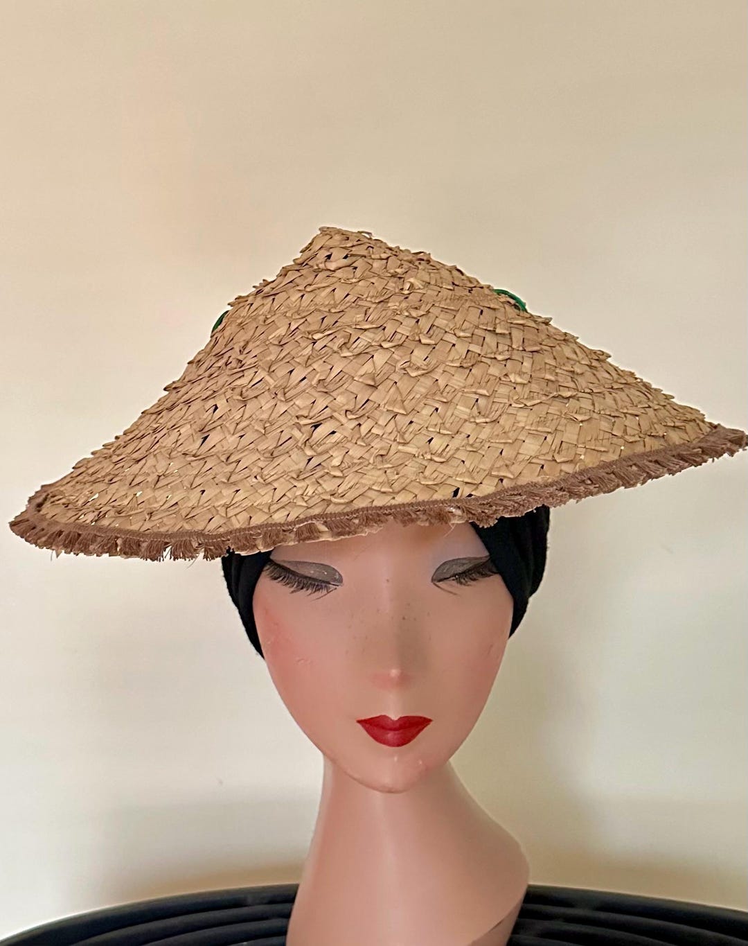 Wicker Cone-shaped Sun Hat From the 1950s. - Etsy