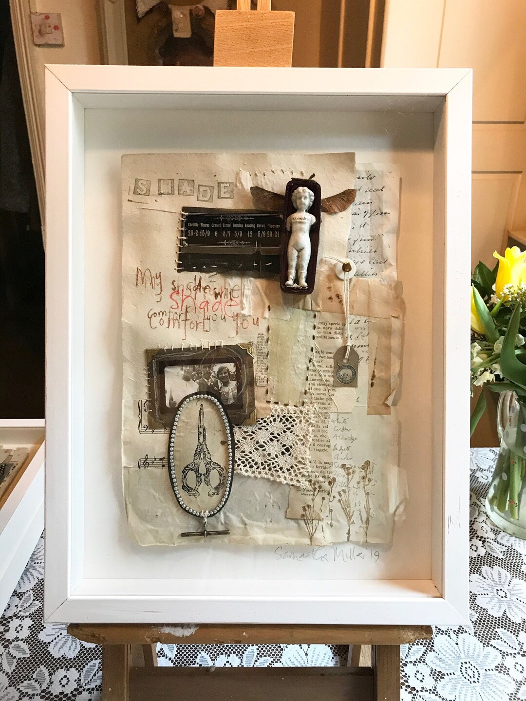 Mixed Media Collage. my Shade Will Comfort You. in White Box Frame. - Etsy