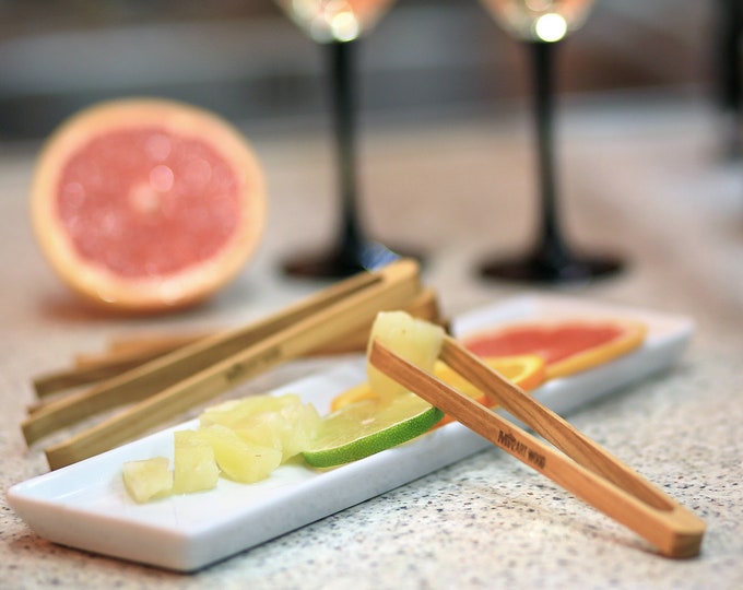 Set of 4 Handmade Wooden Mini Kitchen Tongs Small Natural - Etsy