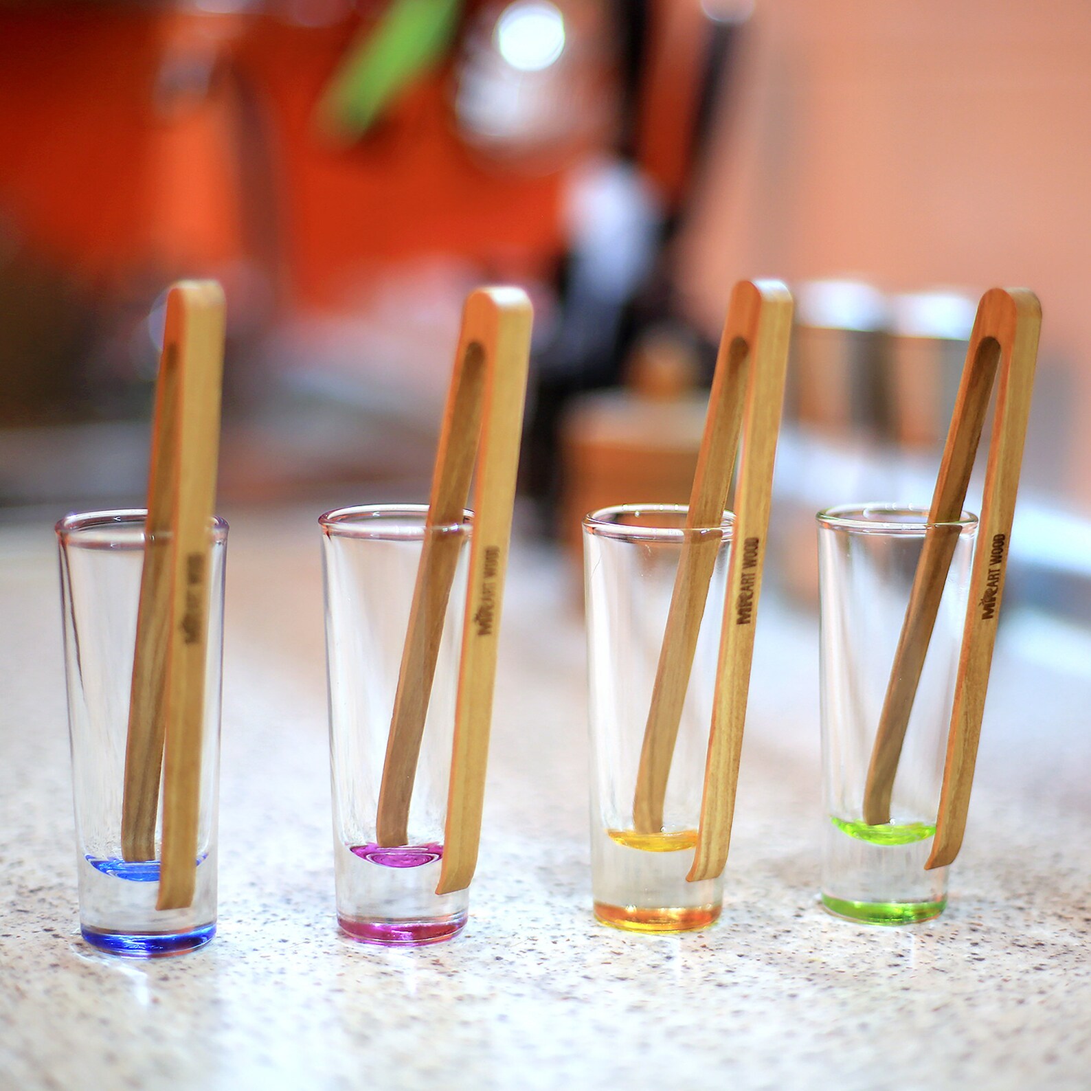 Set of 4 Handmade Wooden Mini Kitchen Tongs - Small Natural Ash Wood ...