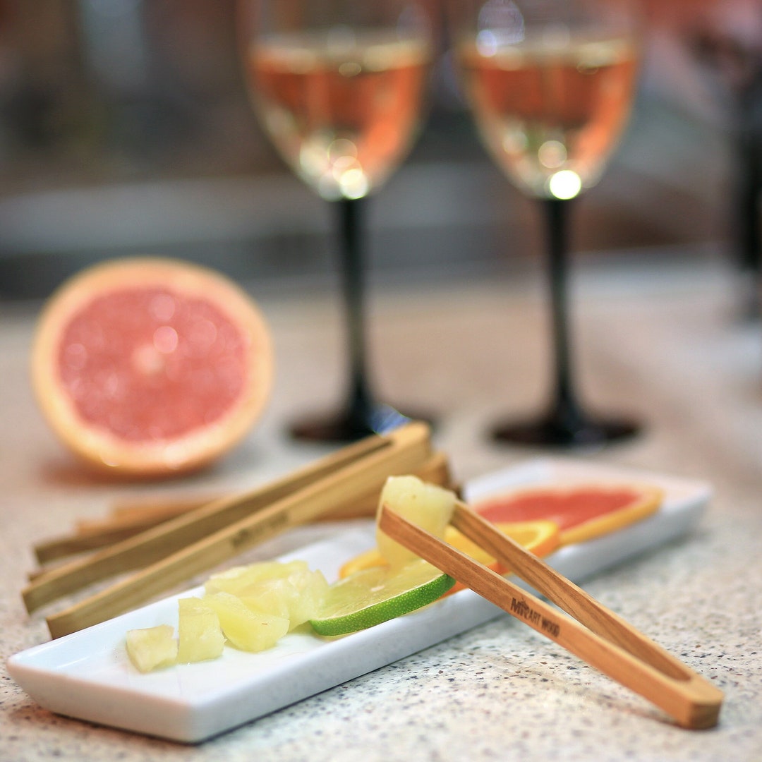 Set of 4 Handmade Wooden Mini Kitchen Tongs - Small Natural Ash Wood ...