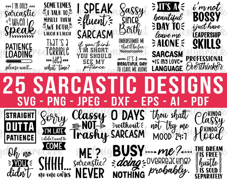 Sarcasm Svg Bundle Sarcastic Svg Bundle Hand Lettered - Etsy