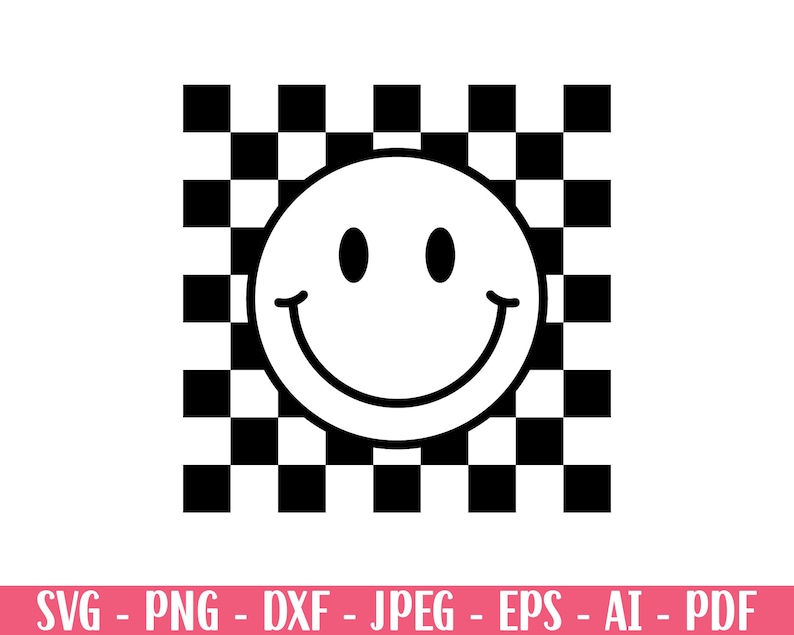 Smiley Face Checkered Pattern Svg Retro Happy Face Svg - Etsy