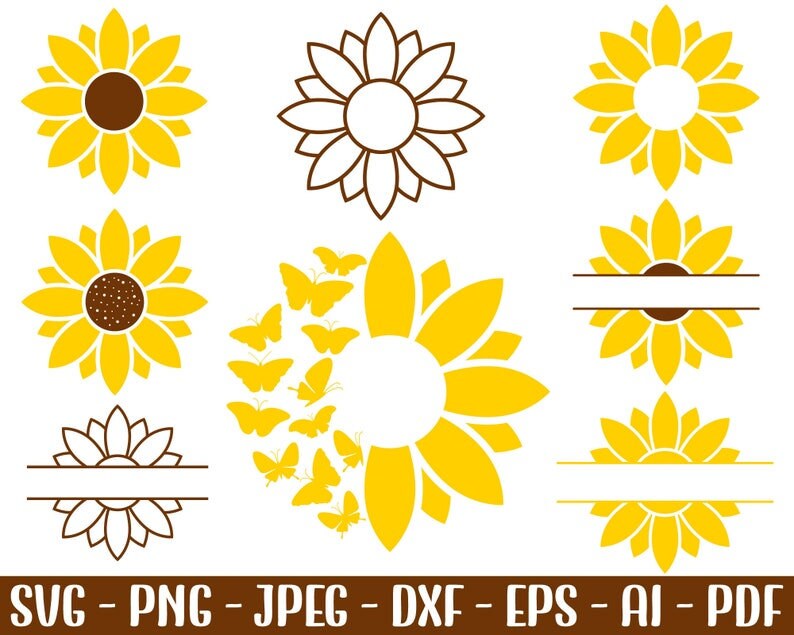Sunflower SVG Bundle, Sunflower SVG, Flower Svg, Monogram Svg ...