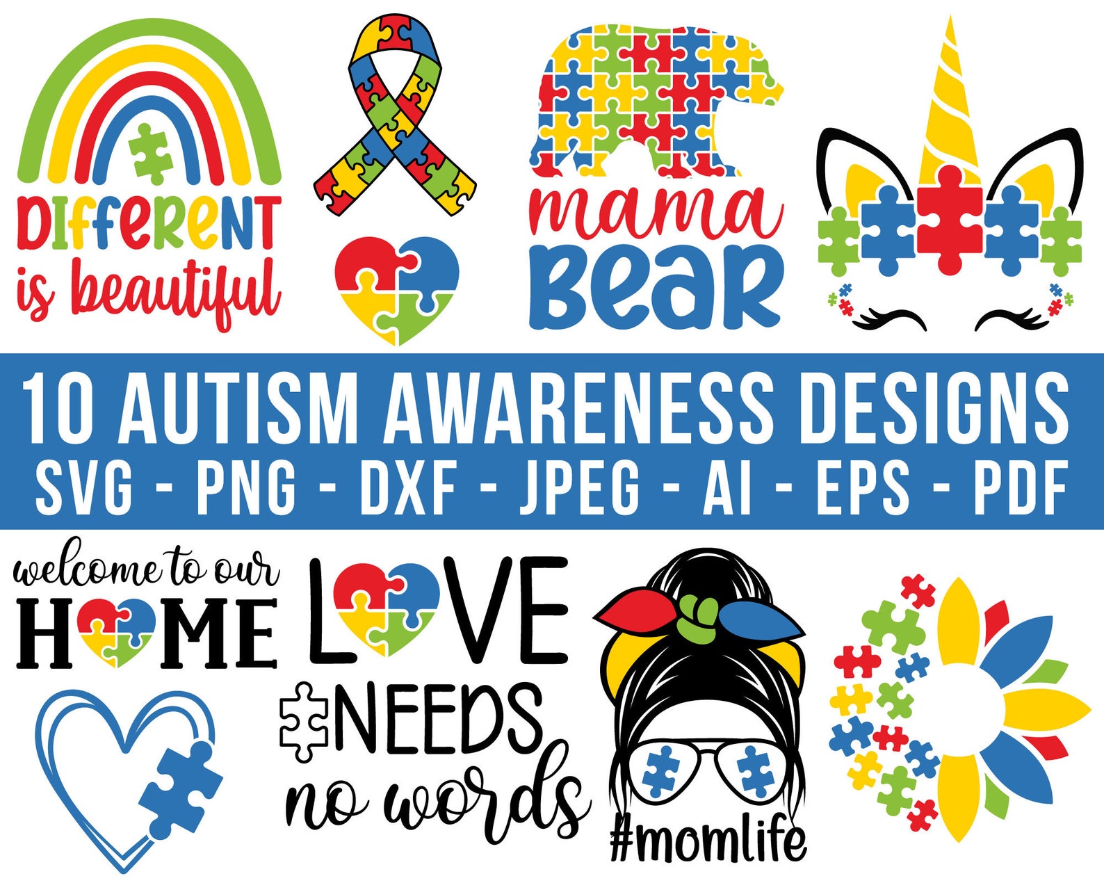 Autism Awareness Svg Bundle Autism Svg Bundle Puzzle Svg - Etsy