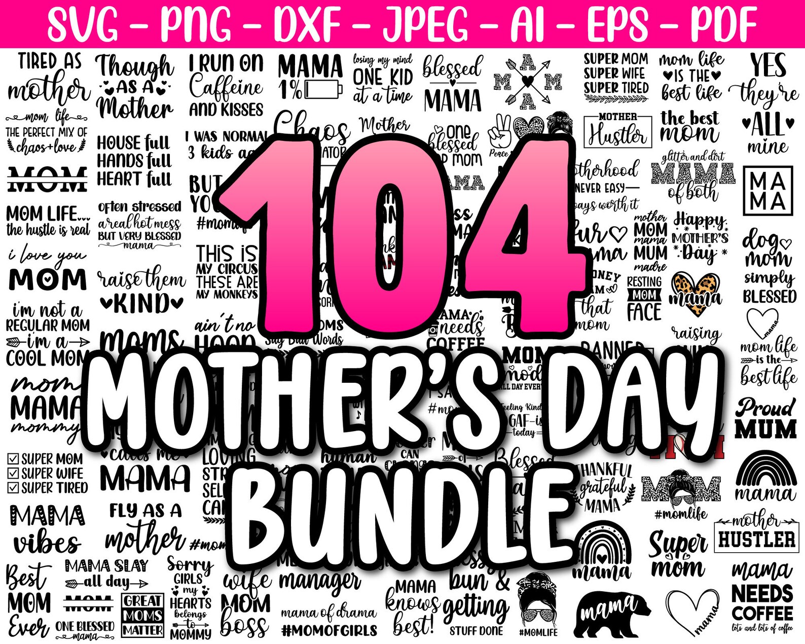 100 Mother's Day Svg Bundle Mom Life Svg Bundle Mothers - Etsy