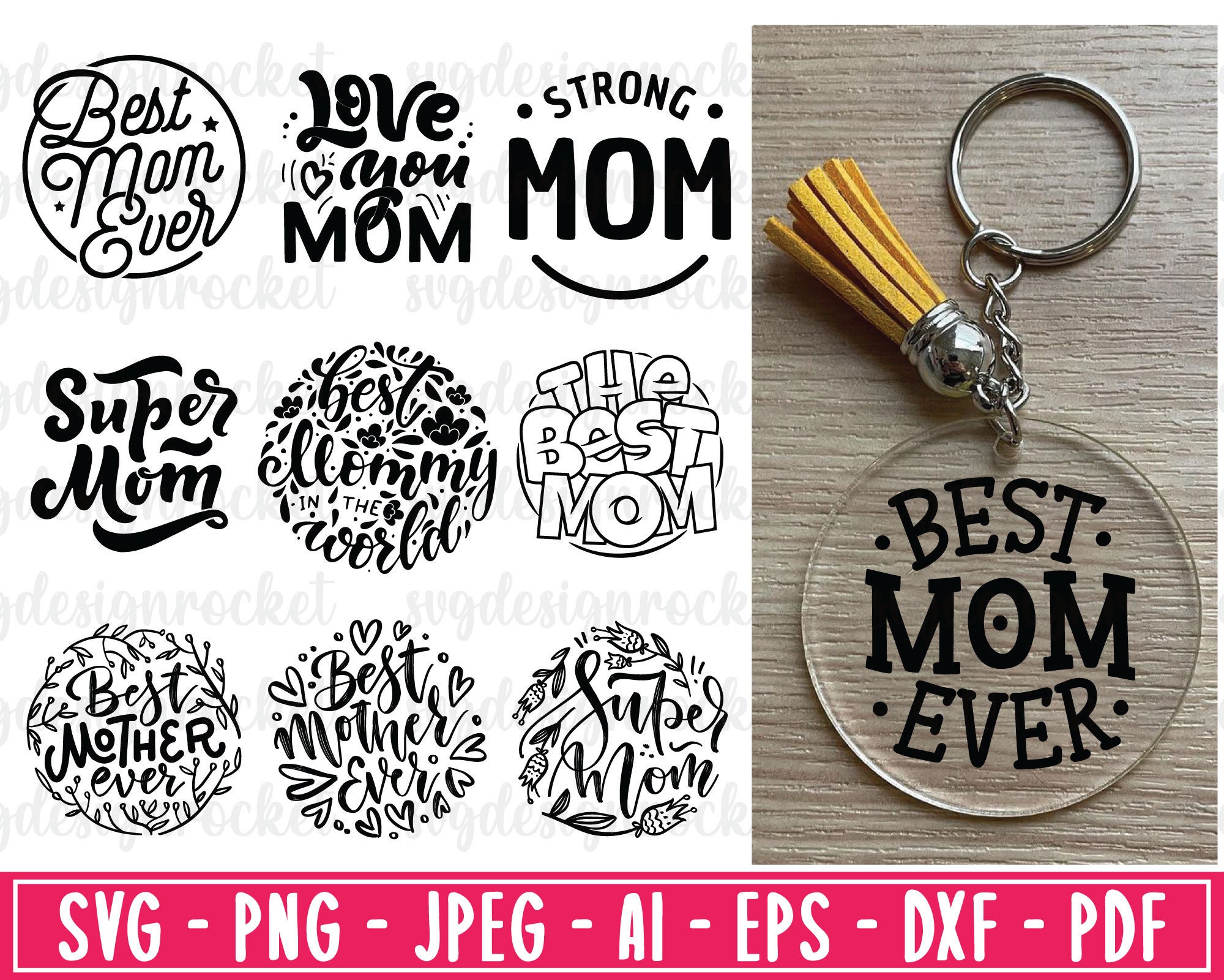Mom Keychain Svg Mothers Day Svg Mom Svg Keychain Svg Etsy