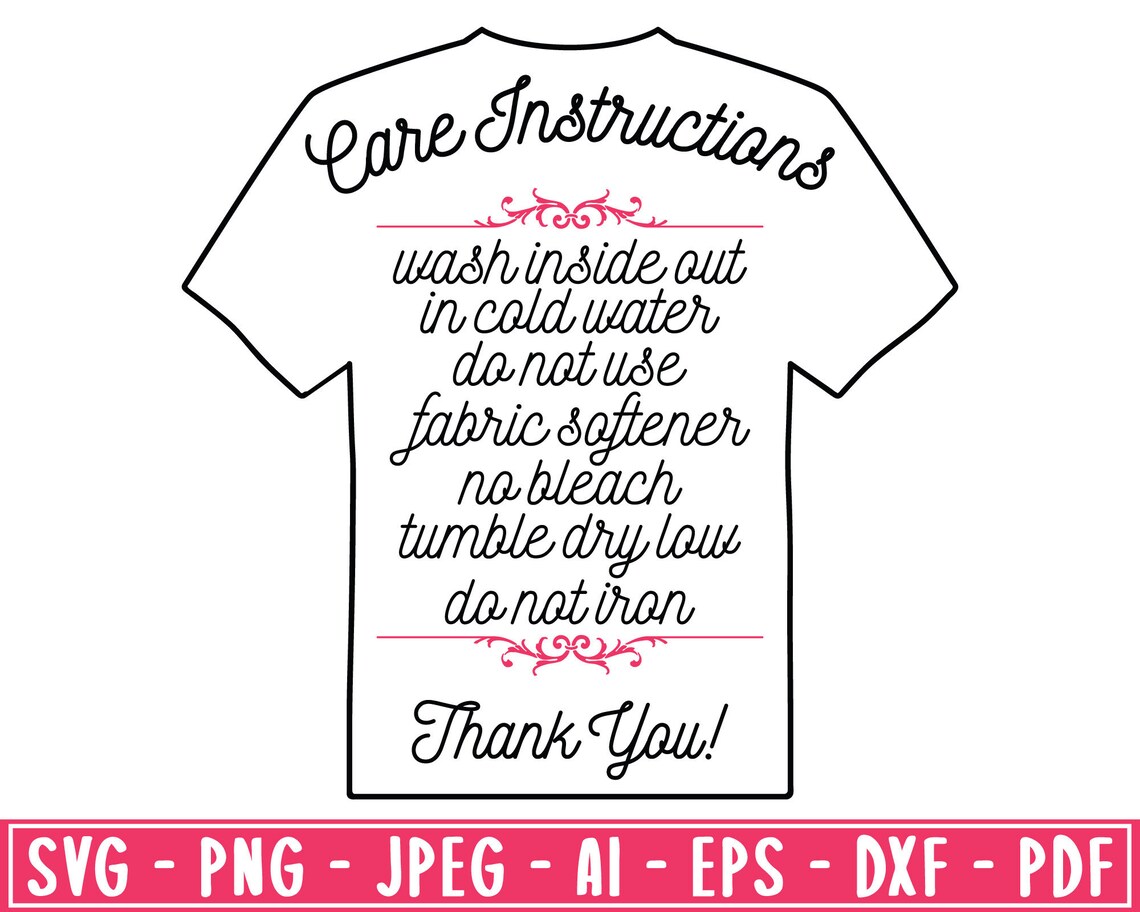 Tshirt Washing Instructions Svg, T-shirt Care Card Instructions ...