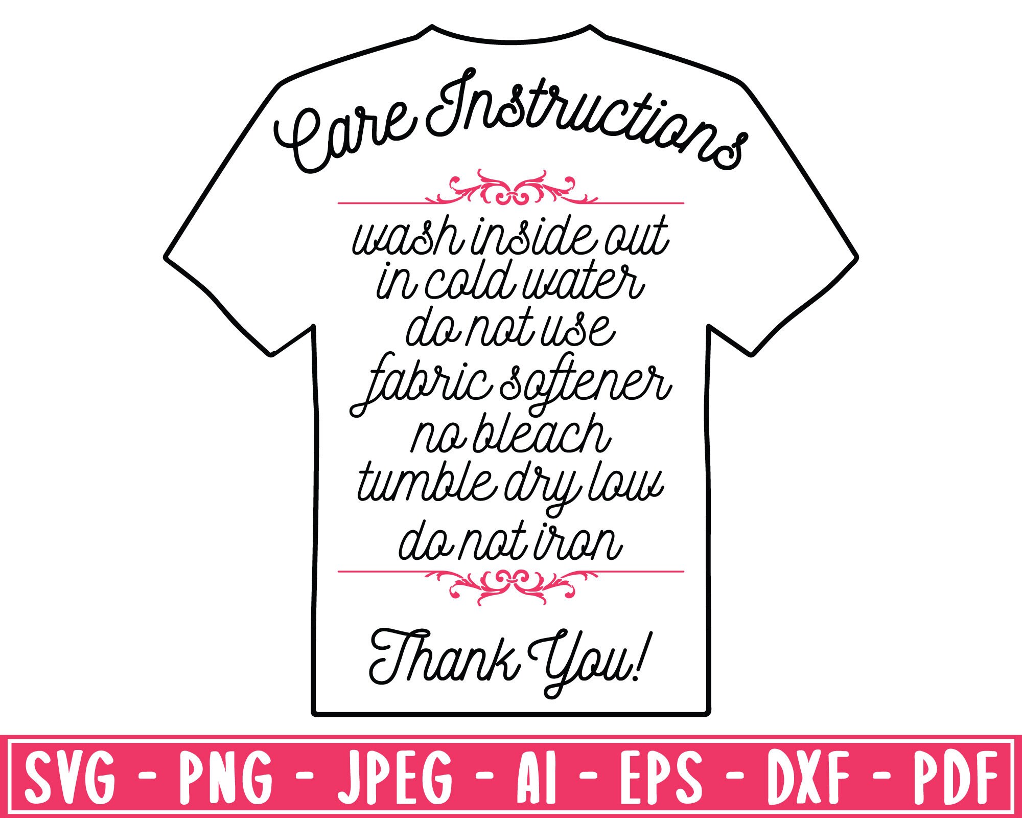 Tshirt Washing Instructions Svg T-shirt Care Card - Etsy