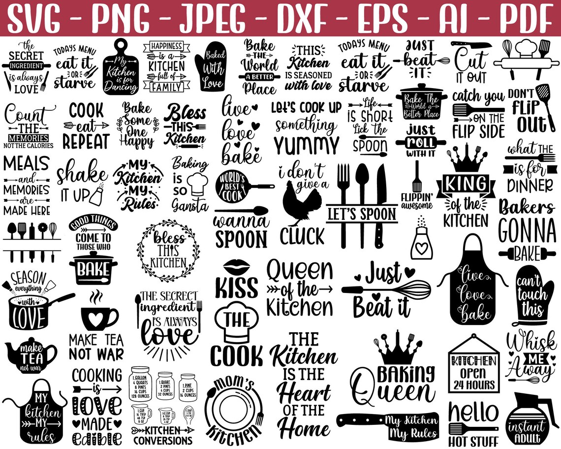 Kitchen Svg Bundle, Kitchen Svg, Kitchen Clipart, Svg Files for Kitchen ...