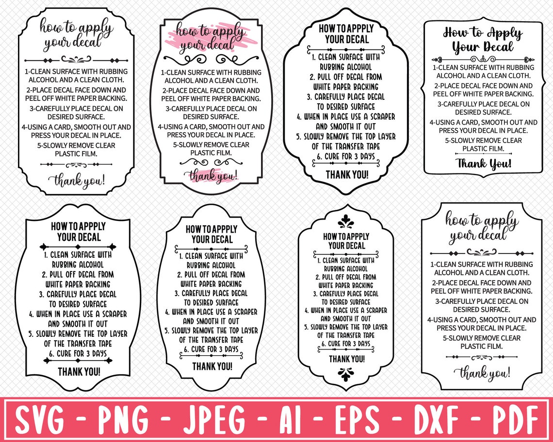 How to Apply Decal Svg Bundle How to Apply Decal Card Svg | Etsy